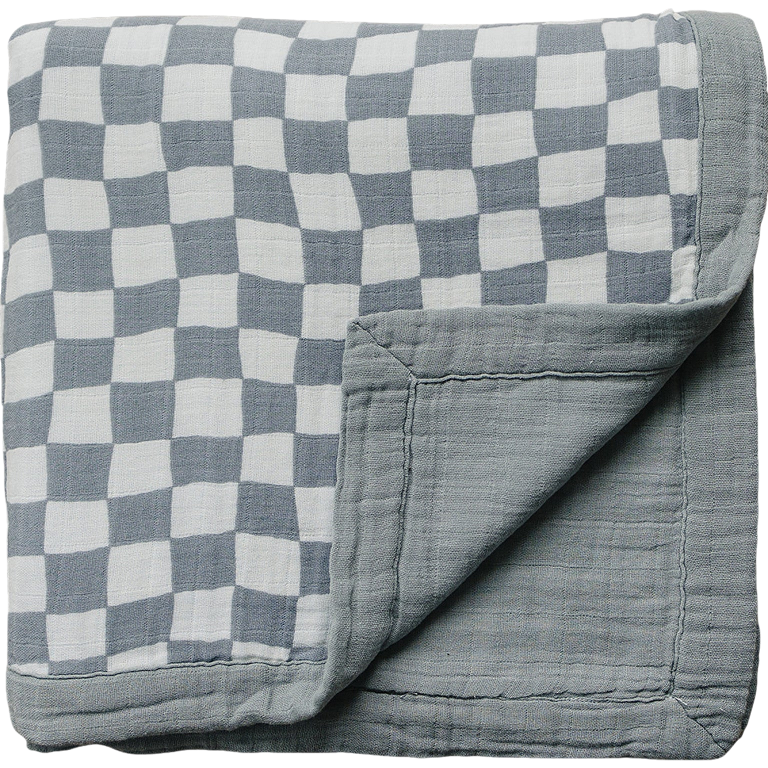 Courtepointe - Dusty blue checkered