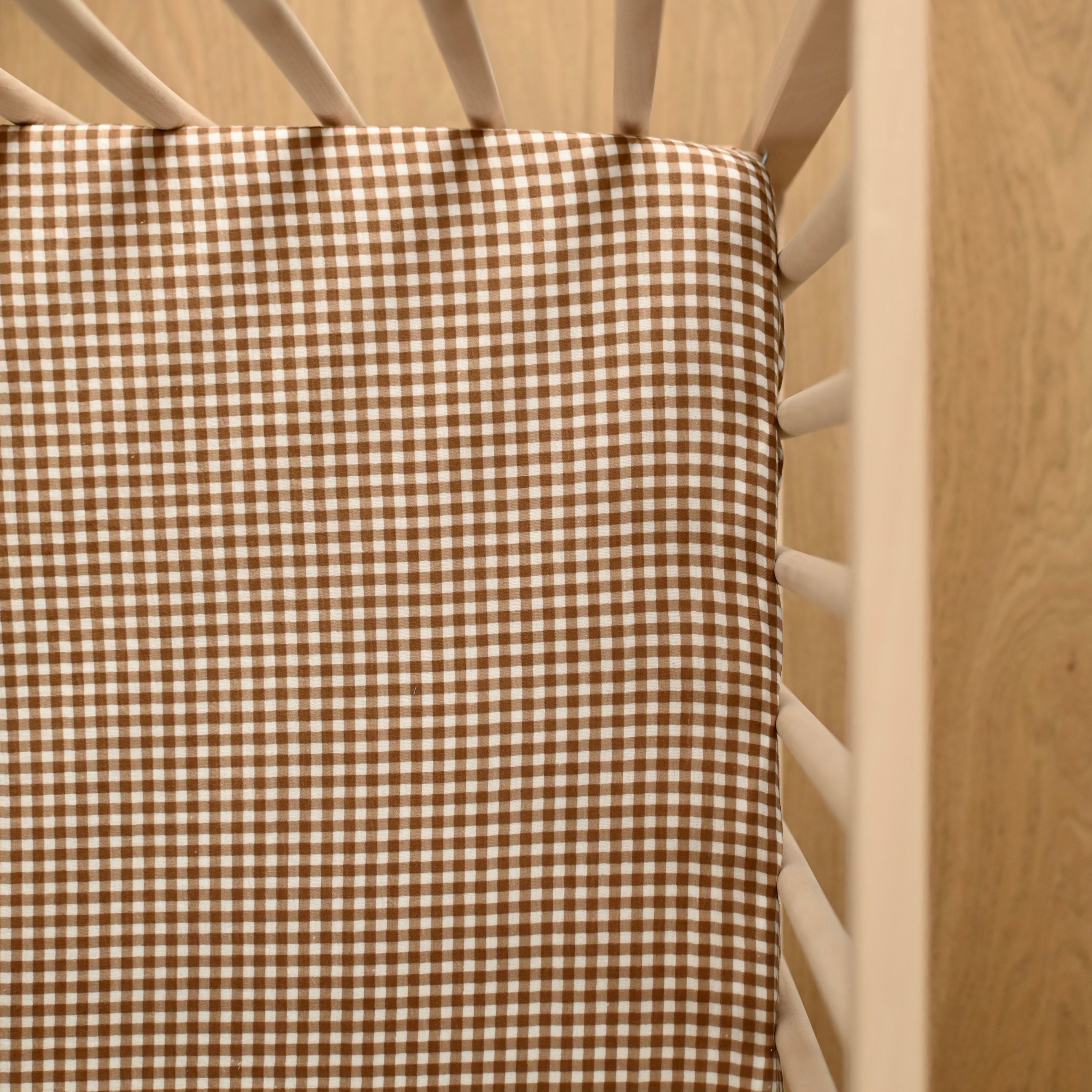 Drap contour coton crêpe - Vichy brown